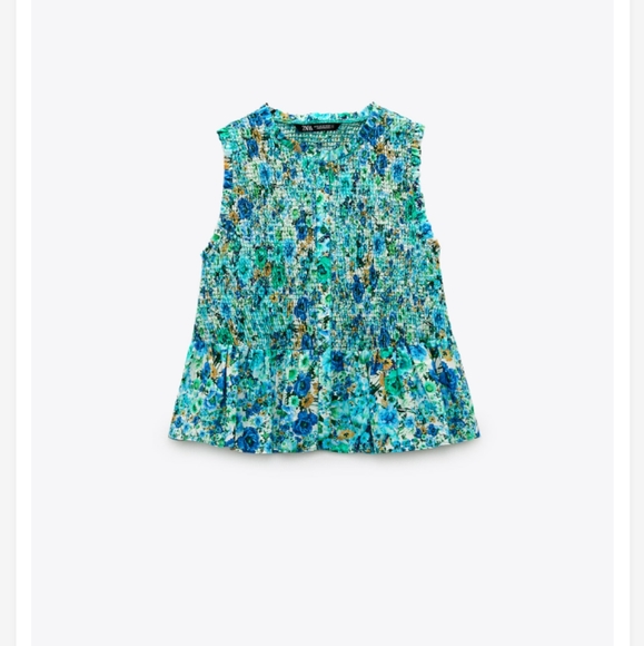 Zara | Tops | Nwt Zara Floral Smocked Button Up Shell | Poshmark